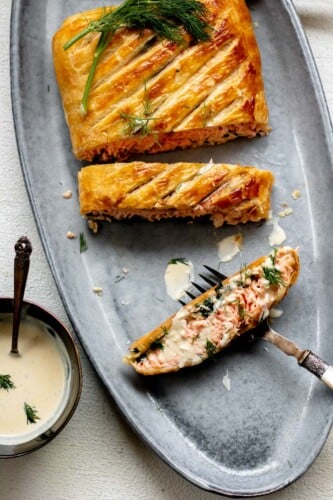 Salmon Wellington - Salmon wrapped in Puff Pastry - Abra's Kitchen