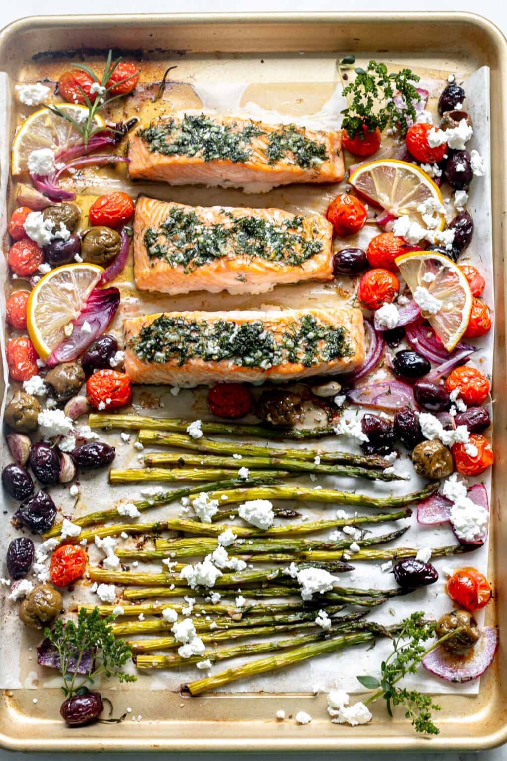 Greek Sheet Pan Salmon - Abra's Kitchen