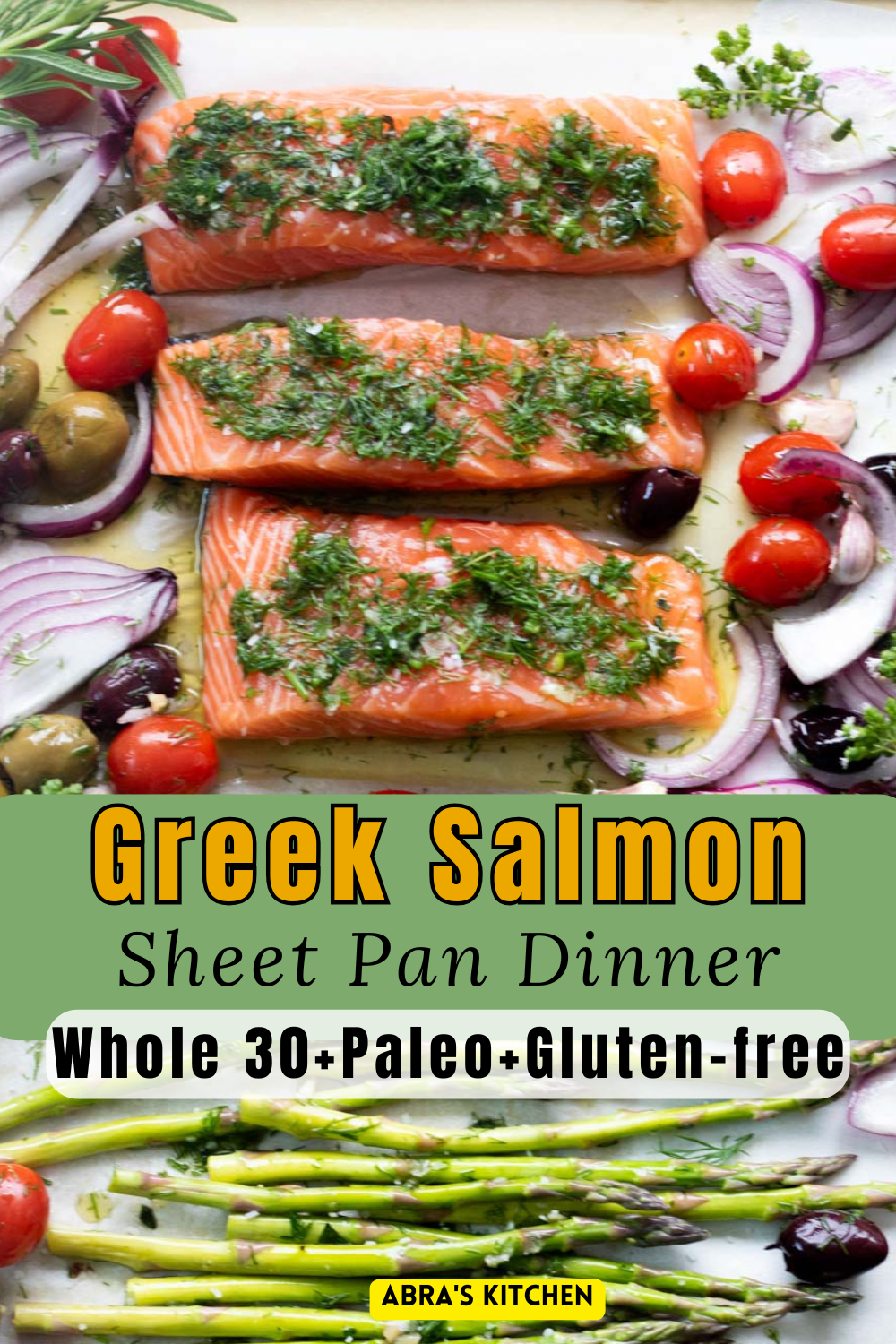 Greek Sheet Pan Salmon - Abra's Kitchen